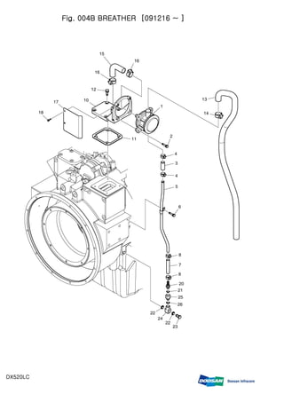 Daewoo doosan dx520 lc crawler excavator parts catalogue manual | PDF