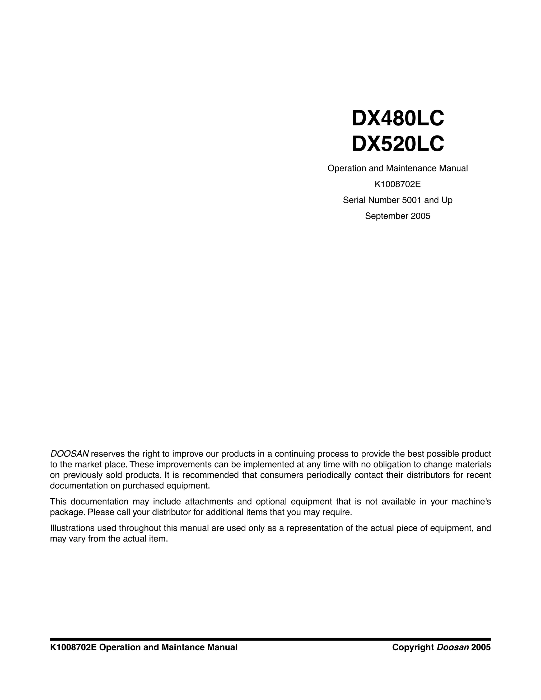 Daewoo doosan dx520 lc excavator operation and maintenance manual ...