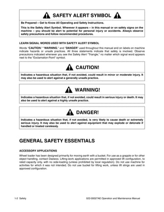 Daewoo doosan mega 250 v wheel loader operation and maintenance manual ...
