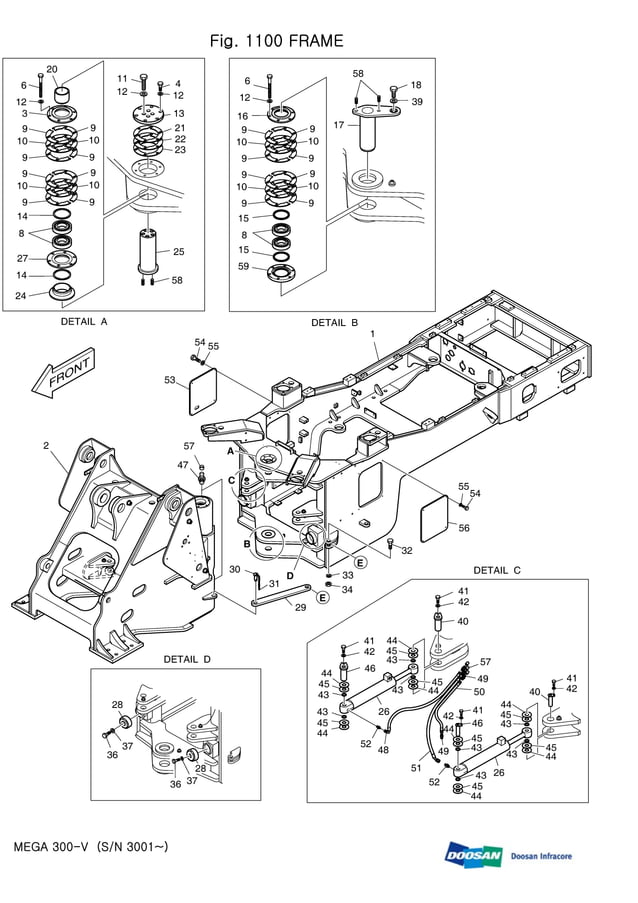 Daewoo doosan mega 300 v 300 v wheel loader parts catalogue manual (sn ...