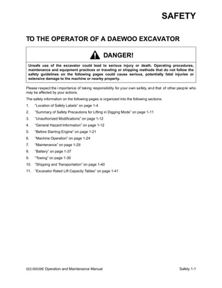 Daewoo doosan solar 210 w v wheel excavator operator and maintenance ...