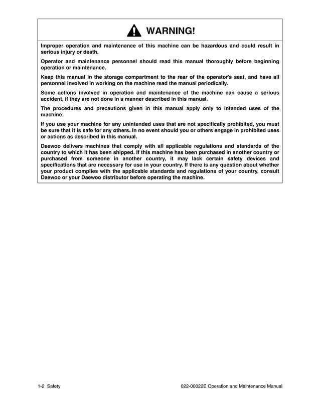Daewoo doosan solar 470 lc v excavator operator and maintenance manual ...