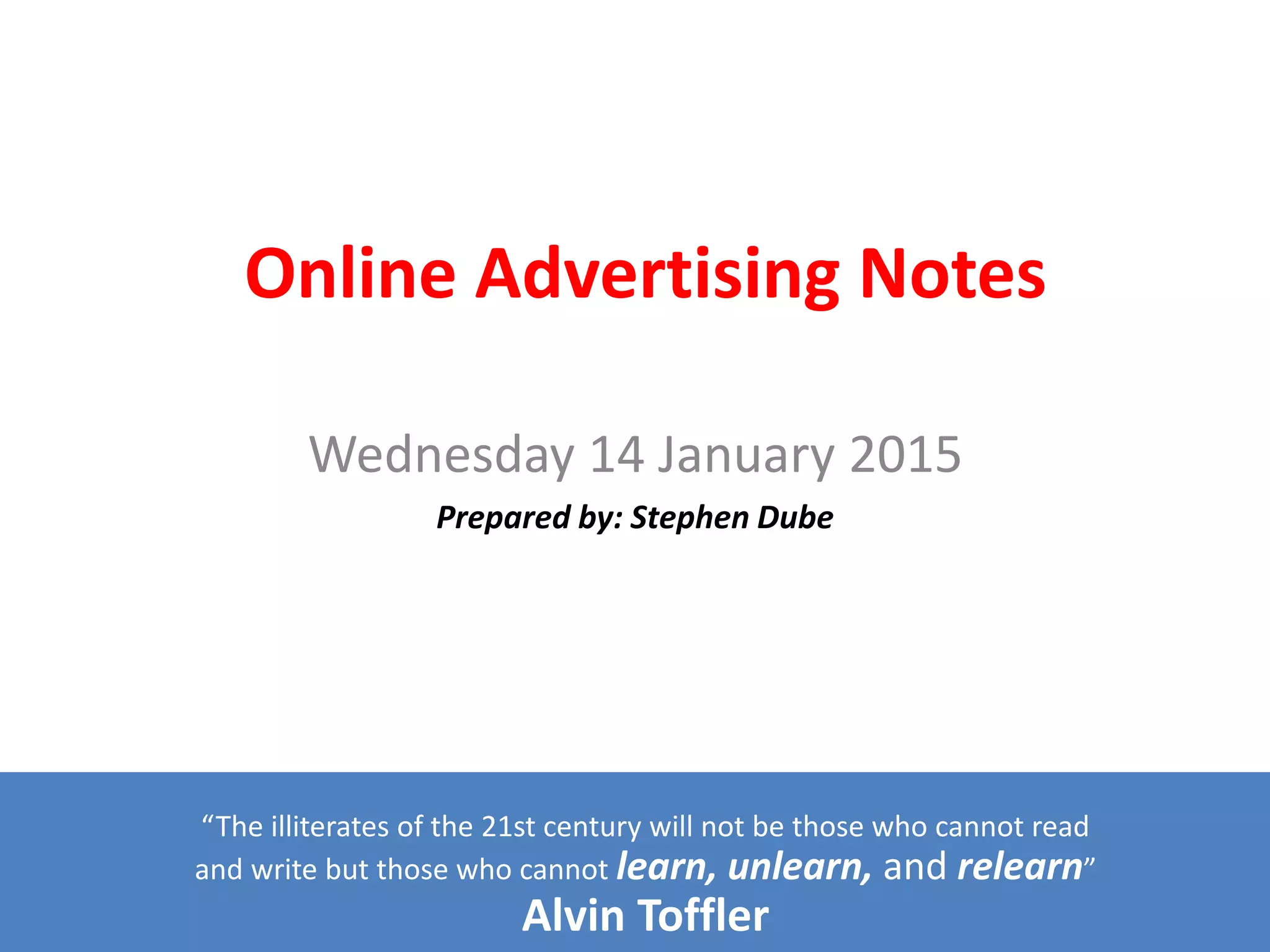 Online Advertising Notes print 2015 | PPSX | Internet | Computing