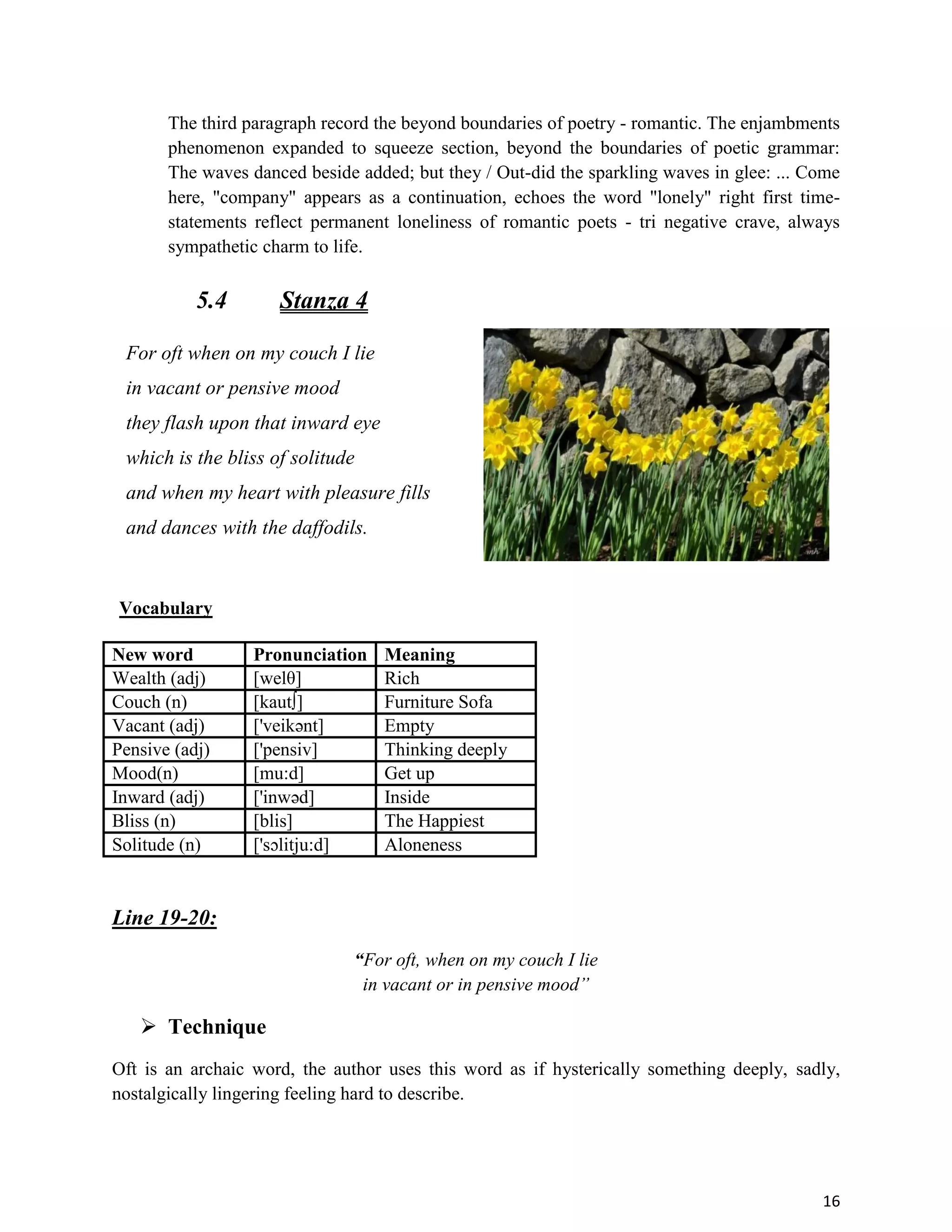Daffodils (I wandered lonely as a cloud) - William Wordsworth | PDF