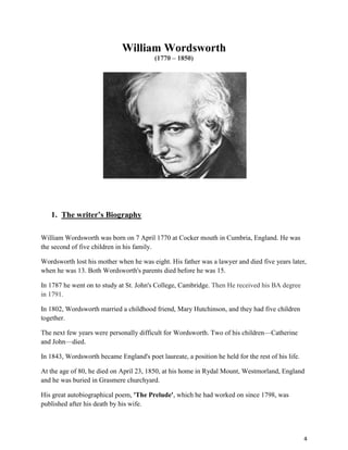 Daffodils (I wandered lonely as a cloud) - William Wordsworth | PDF