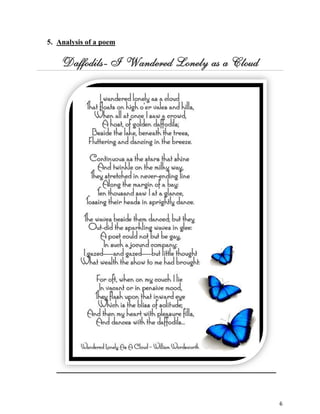 Daffodils (I wandered lonely as a cloud) - William Wordsworth | PDF