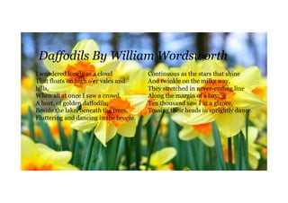 Daffodils Poem Summary