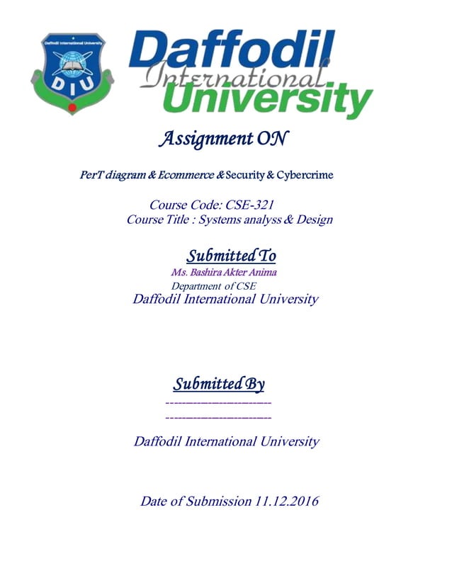Daffodil International University cover page | DOCX