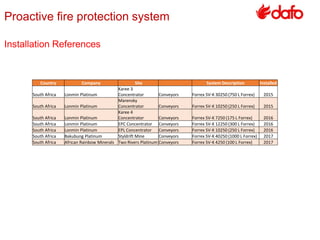 Dafo FORREX - Conveyor Belt Proactive Fire Protection System | PDF