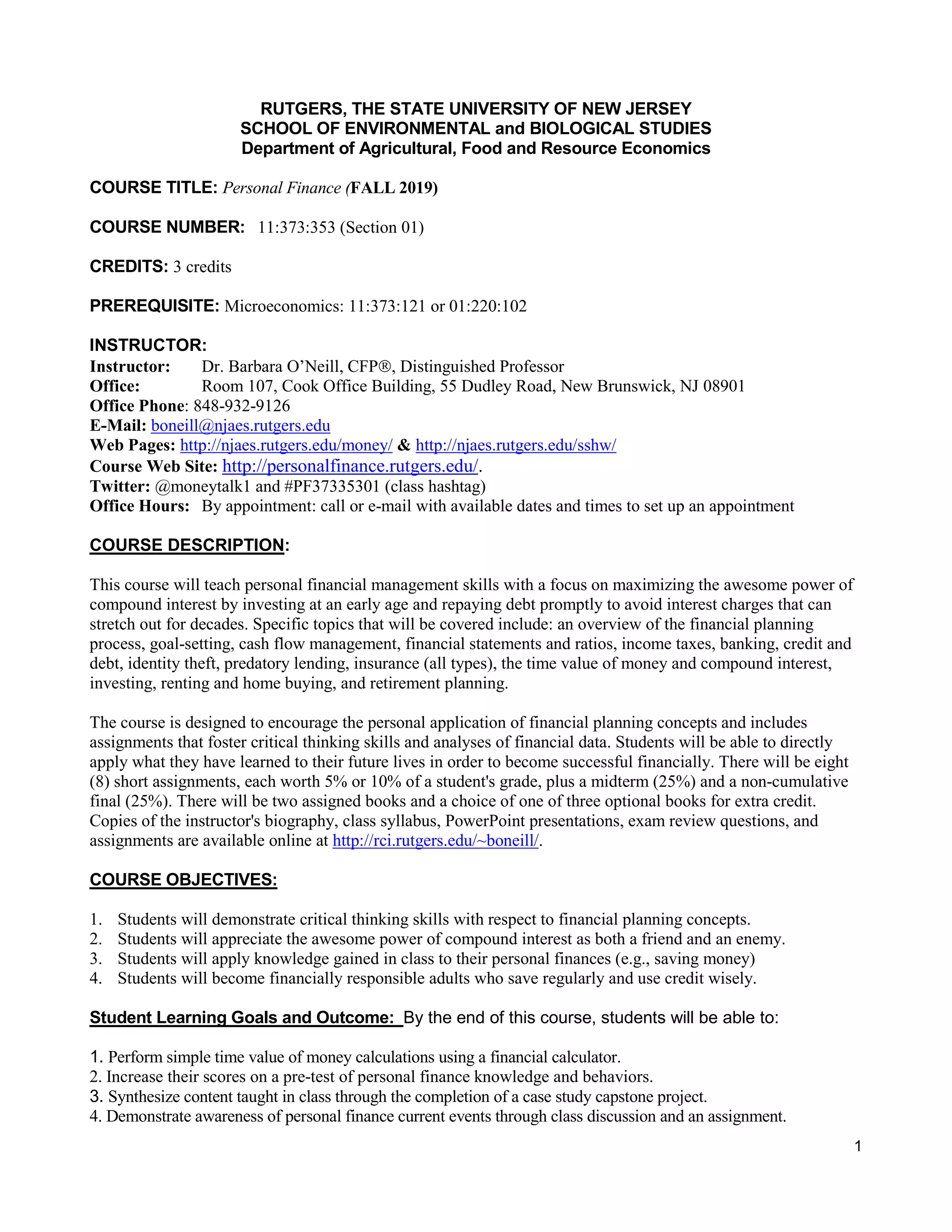 Final Rutgers Syllabus-Fall 2019 | PDF