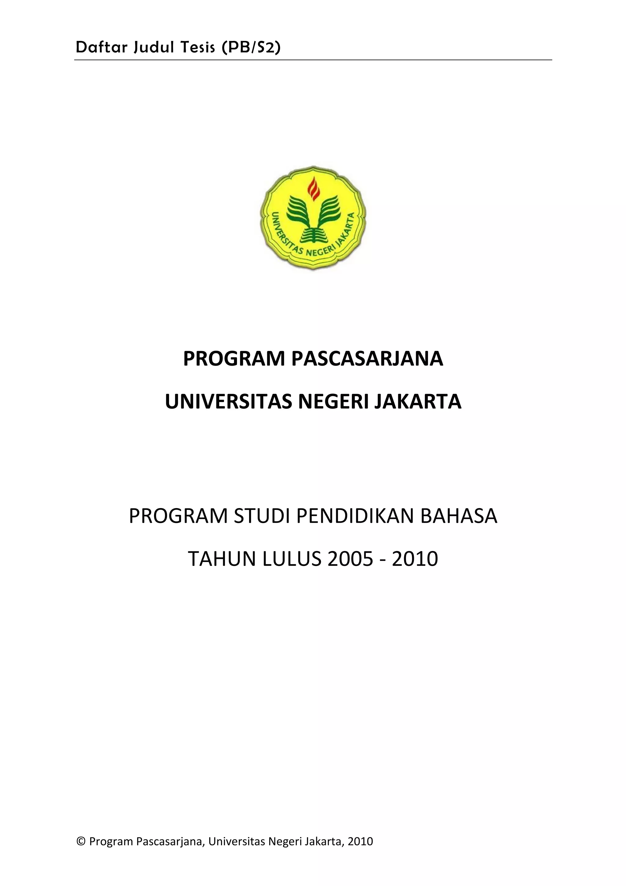 Daftar judul-tesis-pb-s2 | PDF