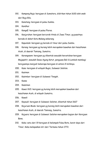 Daftar 782 kerajaan kerajaan di nusantara | DOCX