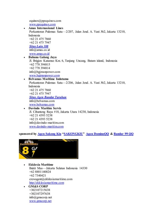 Daftar alamat kantor perusahaan pelayaran | DOCX