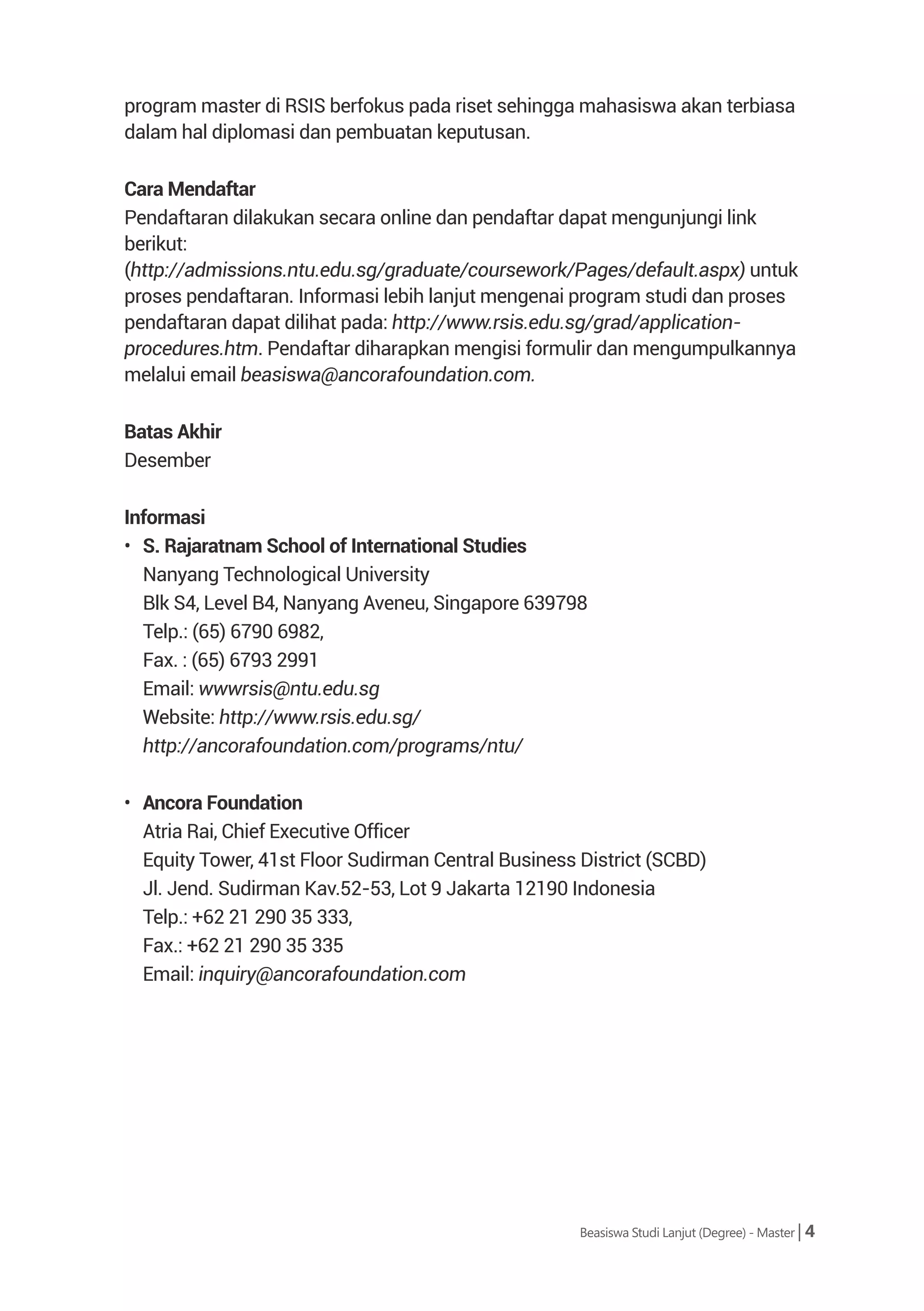 Daftar beasiswa lengkap | PDF