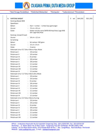 Daftar bkb kit & brosur ape bkb kit 2015 | PDF