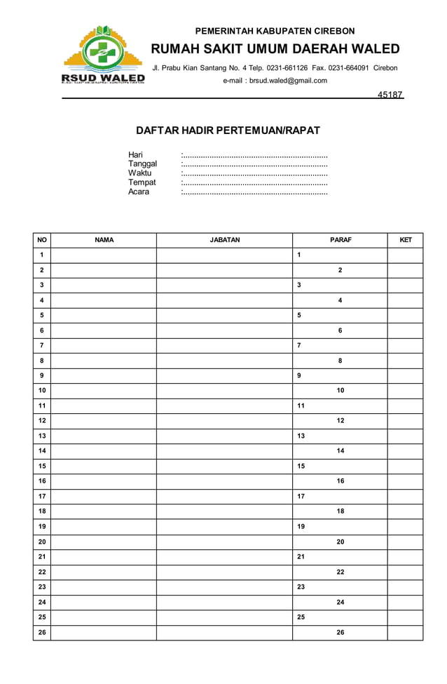 Daftar hadir pertemuan | DOCX