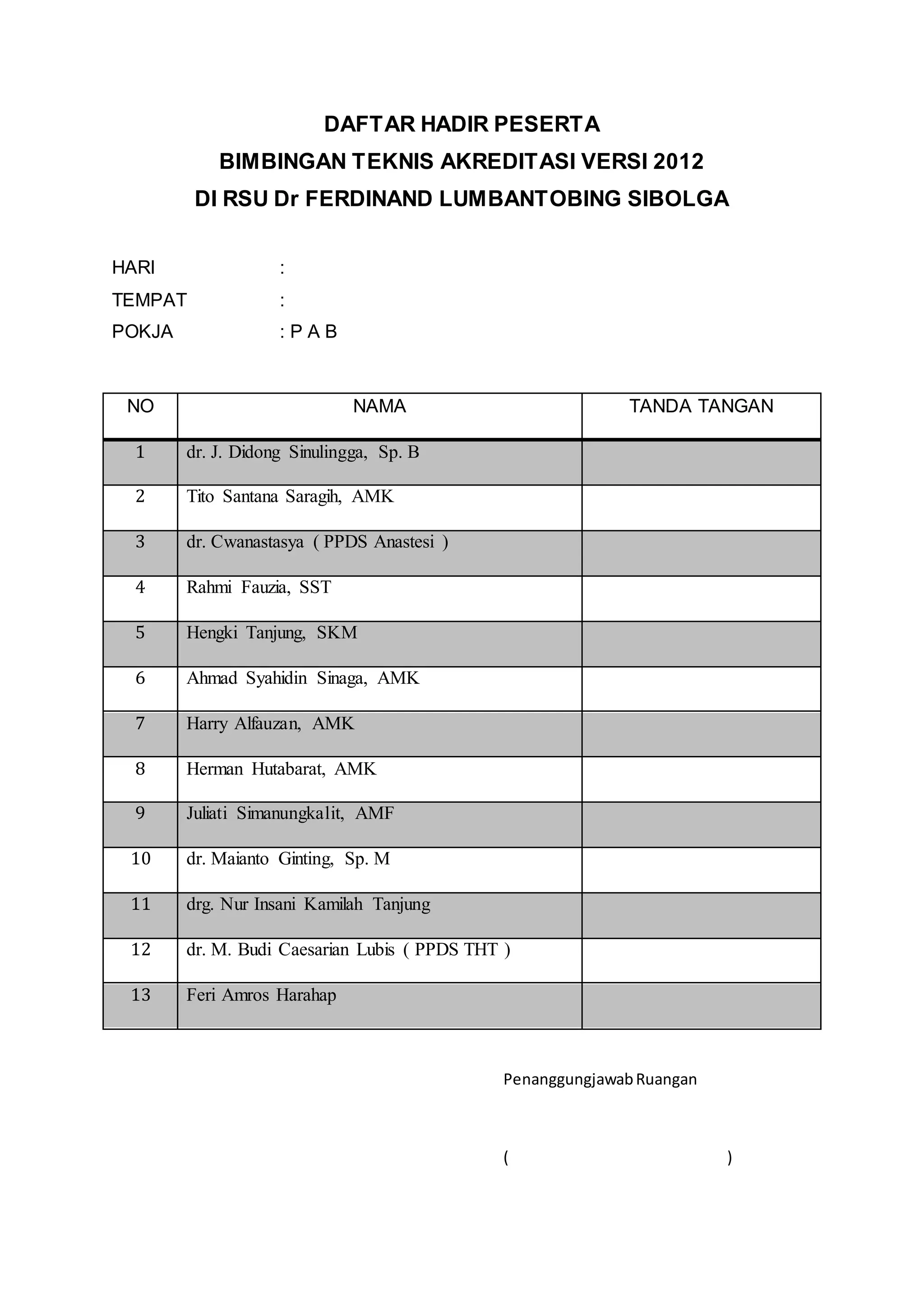 Daftar hadir peserta | DOCX