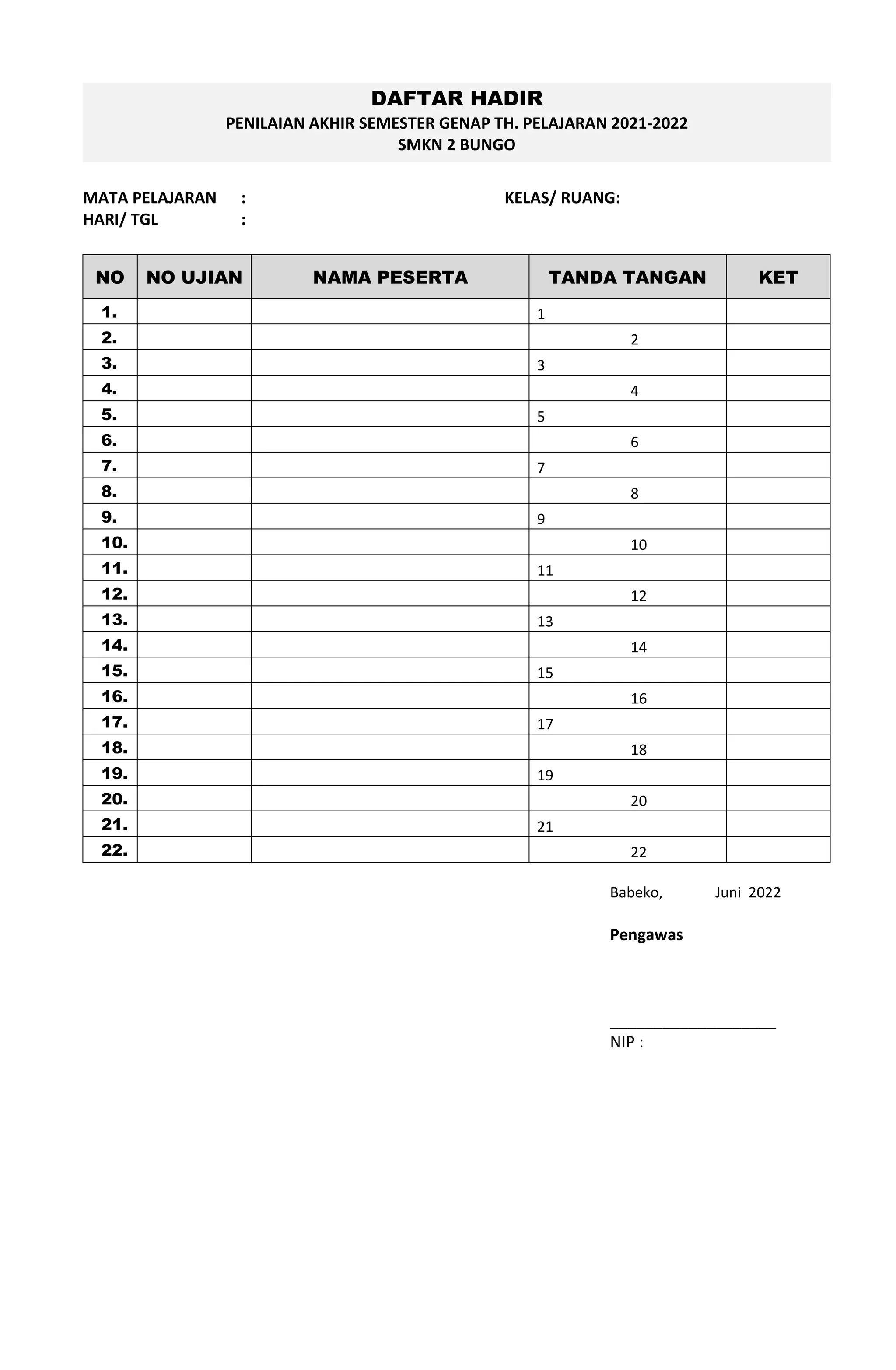 DAFTAR HADIR PESERTA UJIAN PAS.doc