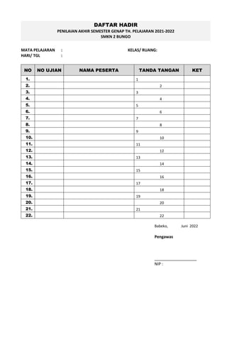 DAFTAR HADIR PESERTA UJIAN PAS.doc