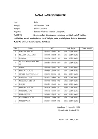 Daftar hadir seminar | DOCX