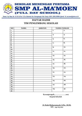 Form Daftar hadir | DOCX