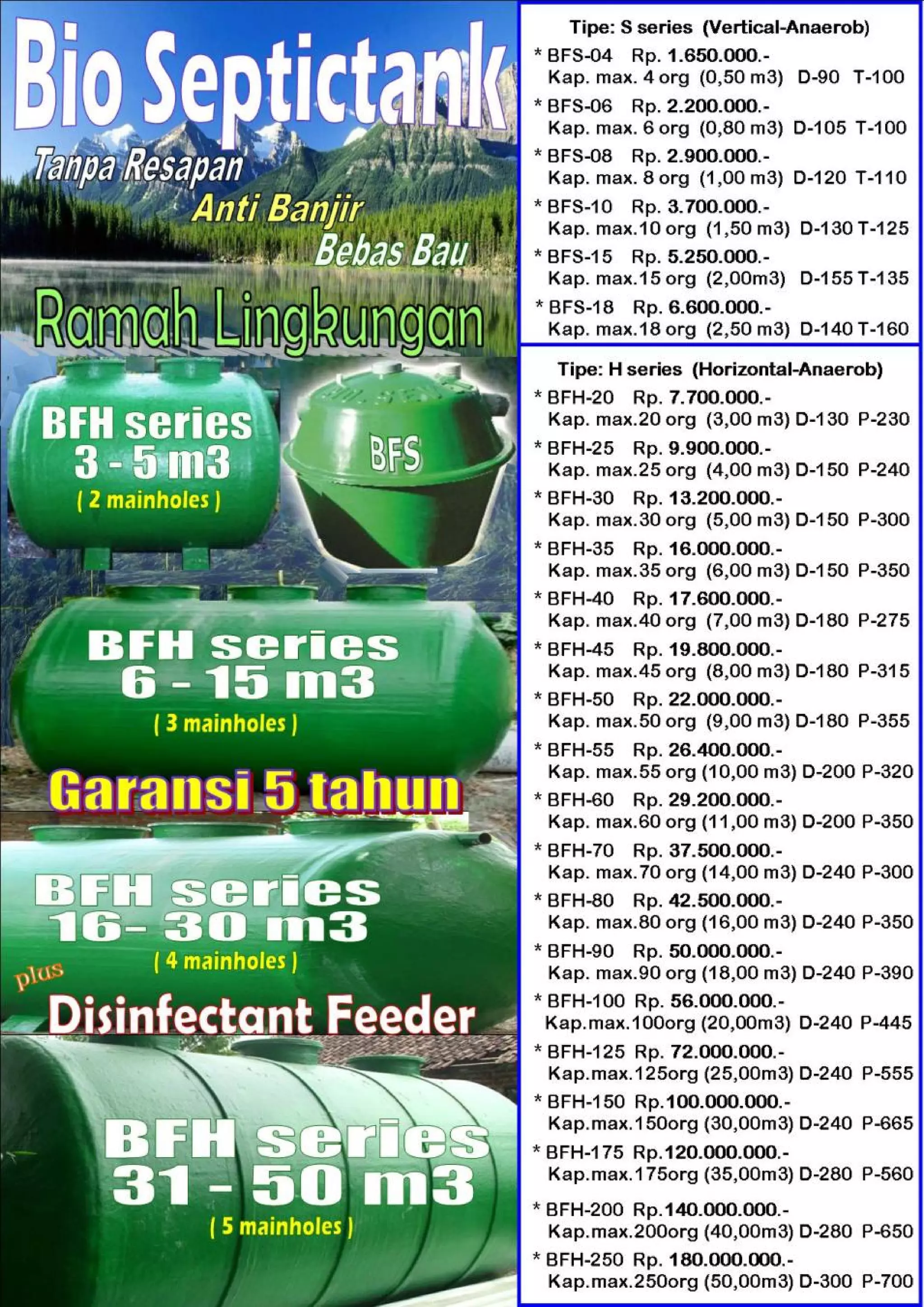 Daftar harga bio ipal septic tank bio seven | PDF