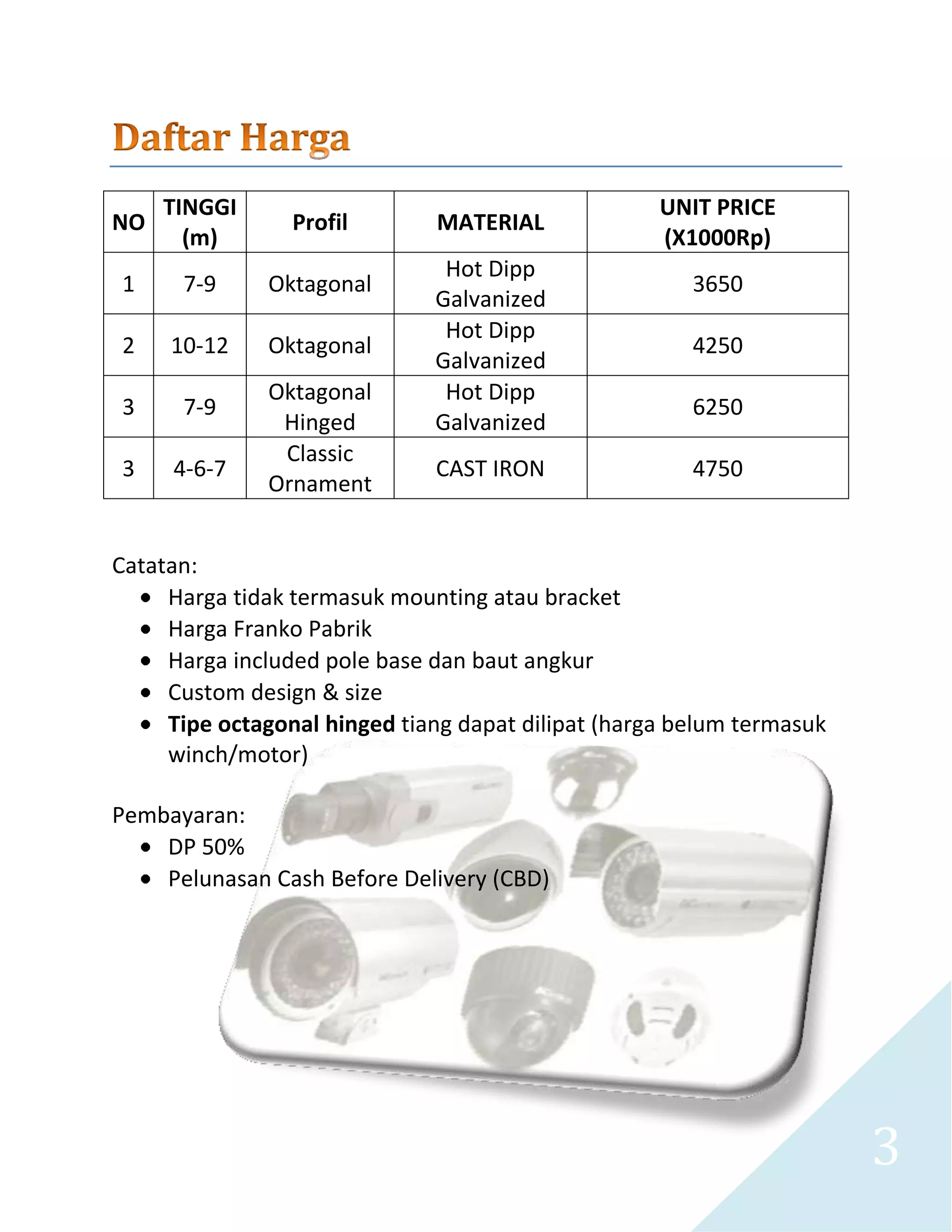 Daftar Harga Tiang Camera CCTV | PDF