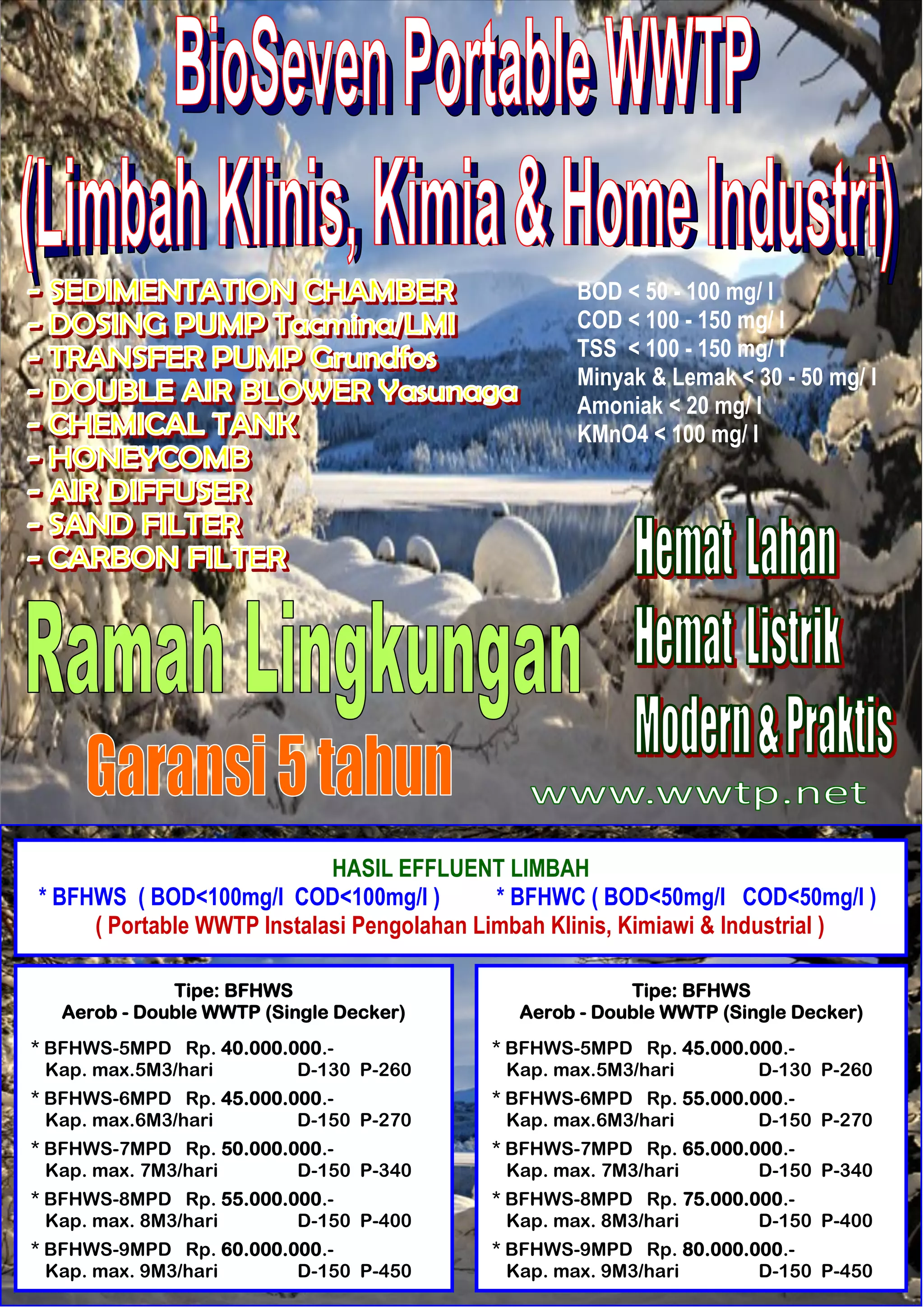 Daftar harga ipal bio seven mini wwtp (chemical & industrial waste) | PDF