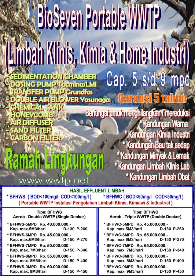 Daftar harga ipal bio seven portable wwtp (limbah klinis, kimia ...