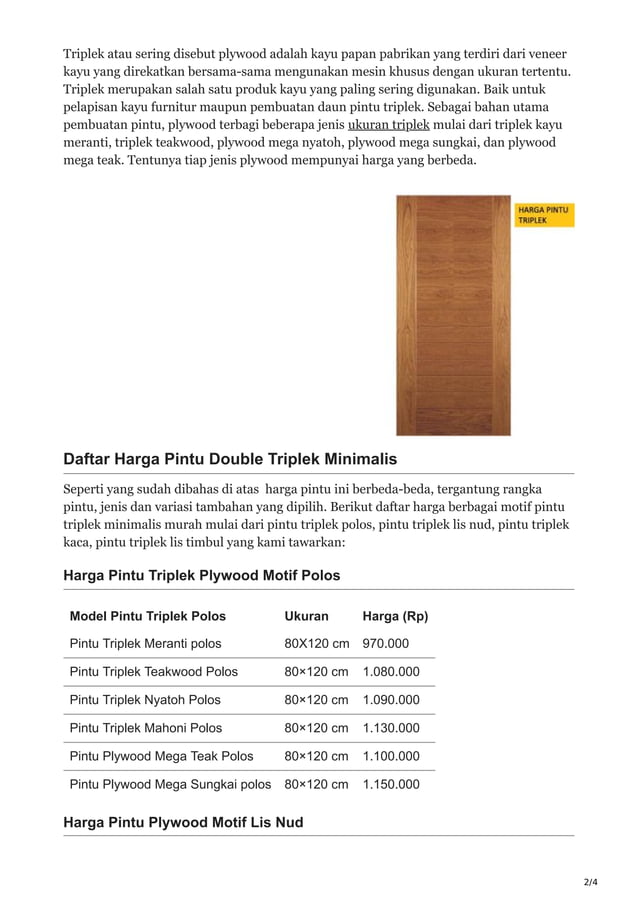 Harga pintu double triplek | PDF