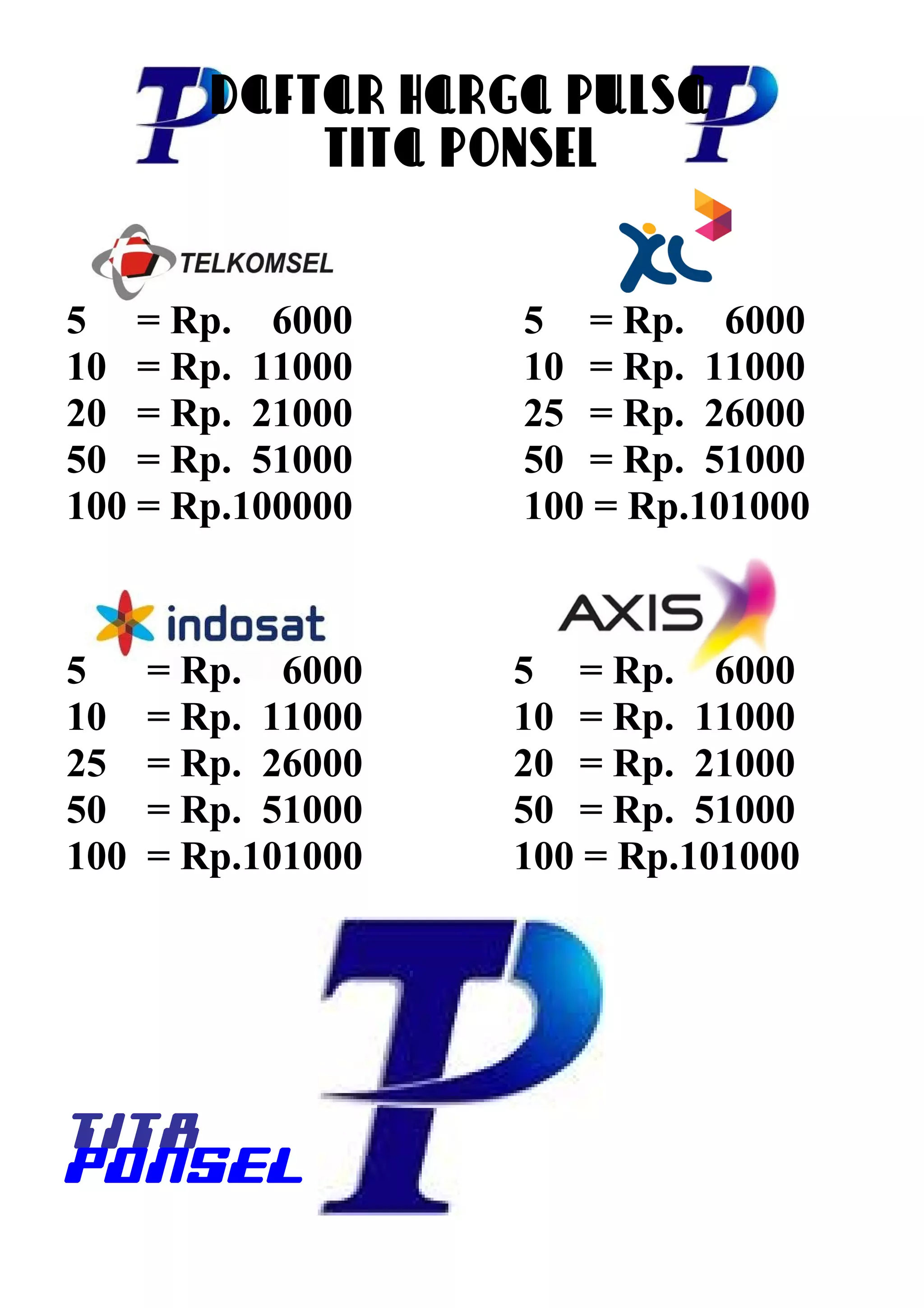 Daftar harga pulsa | DOC