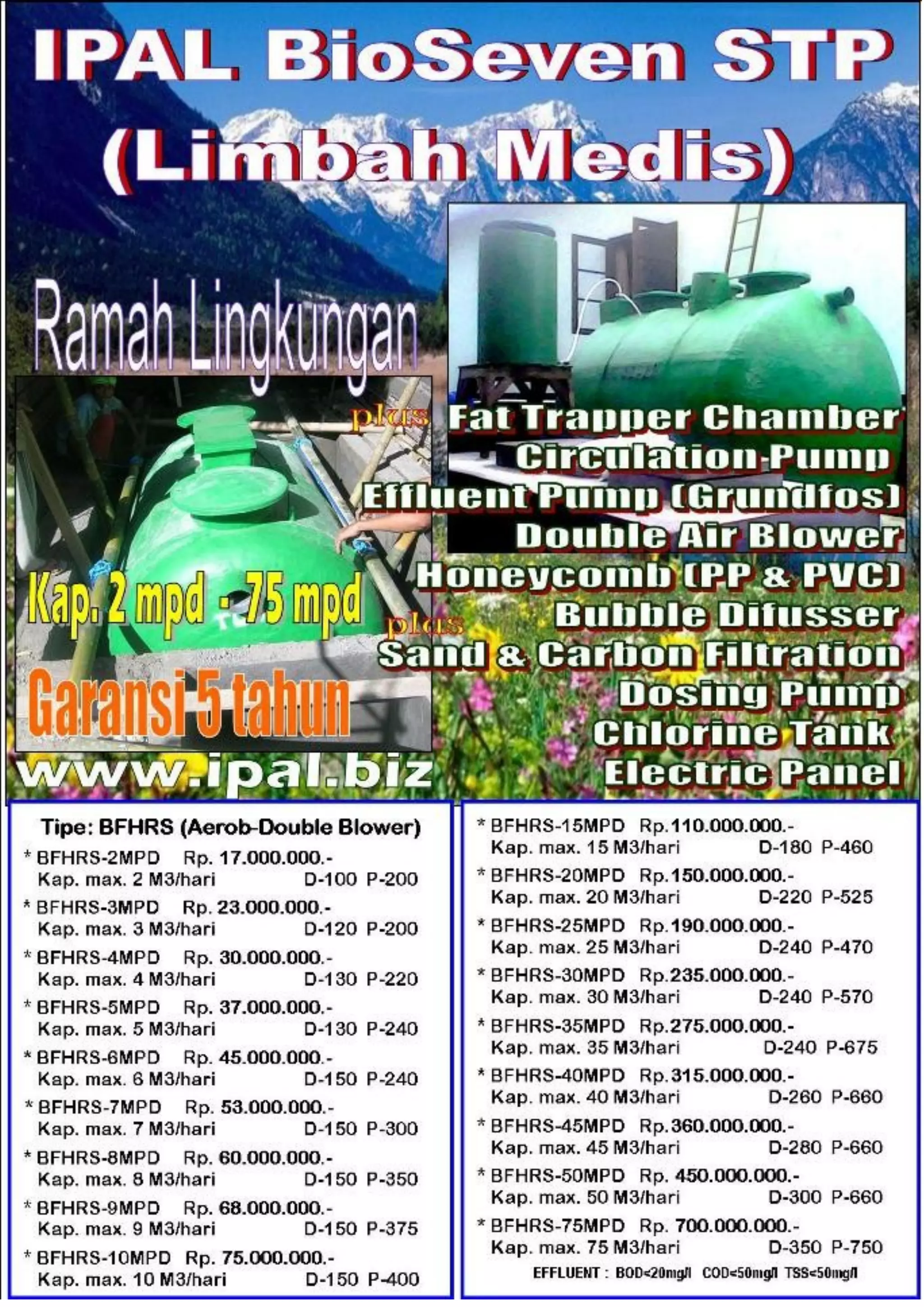 Daftar harga terbaru ipal bio seven limbah medis - limbah klinis - limbah kimia | PDF