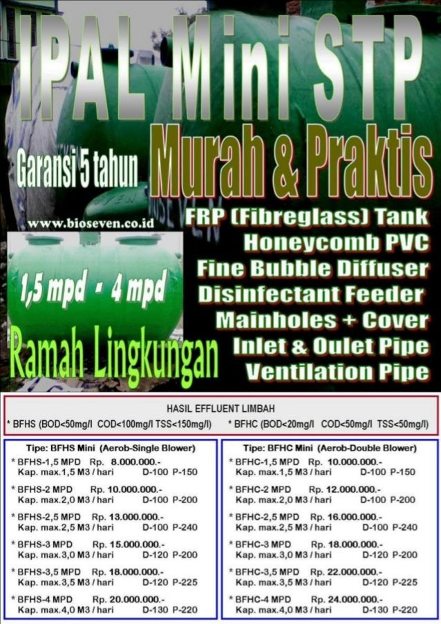 Daftar harga terbaru ipal mini bio seven mini stp limbah komunal ...