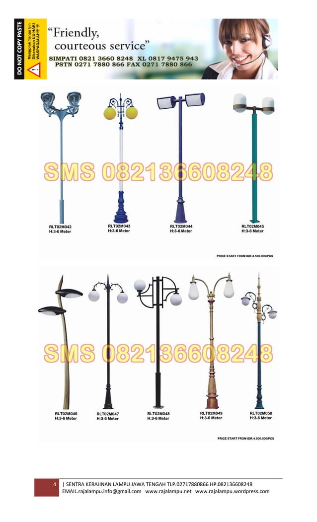 PRICELIST TIANG LAMPU TAMAN TIPE RLT02M 2016 | PDF
