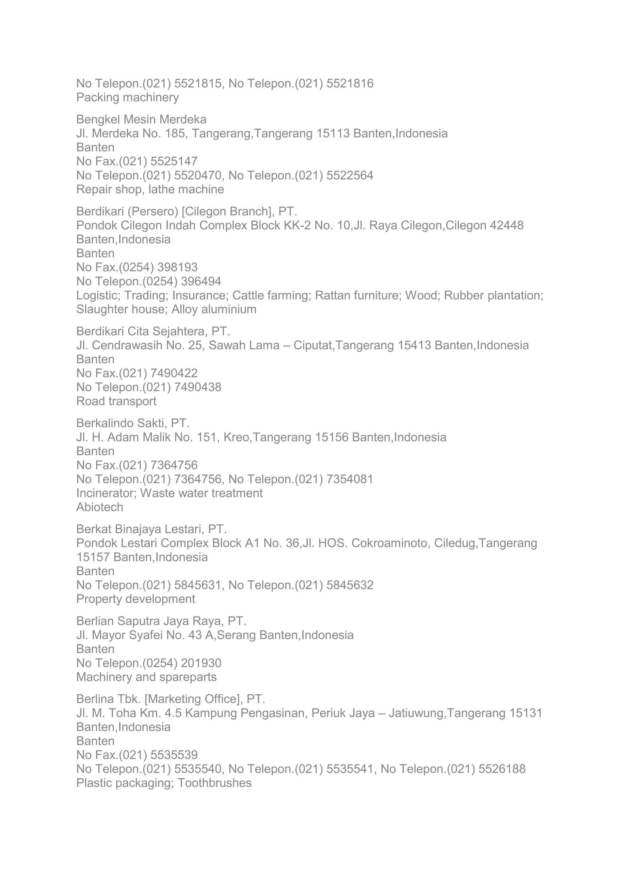 daftar industri di kabupaten tangerang 2021 | DOCX