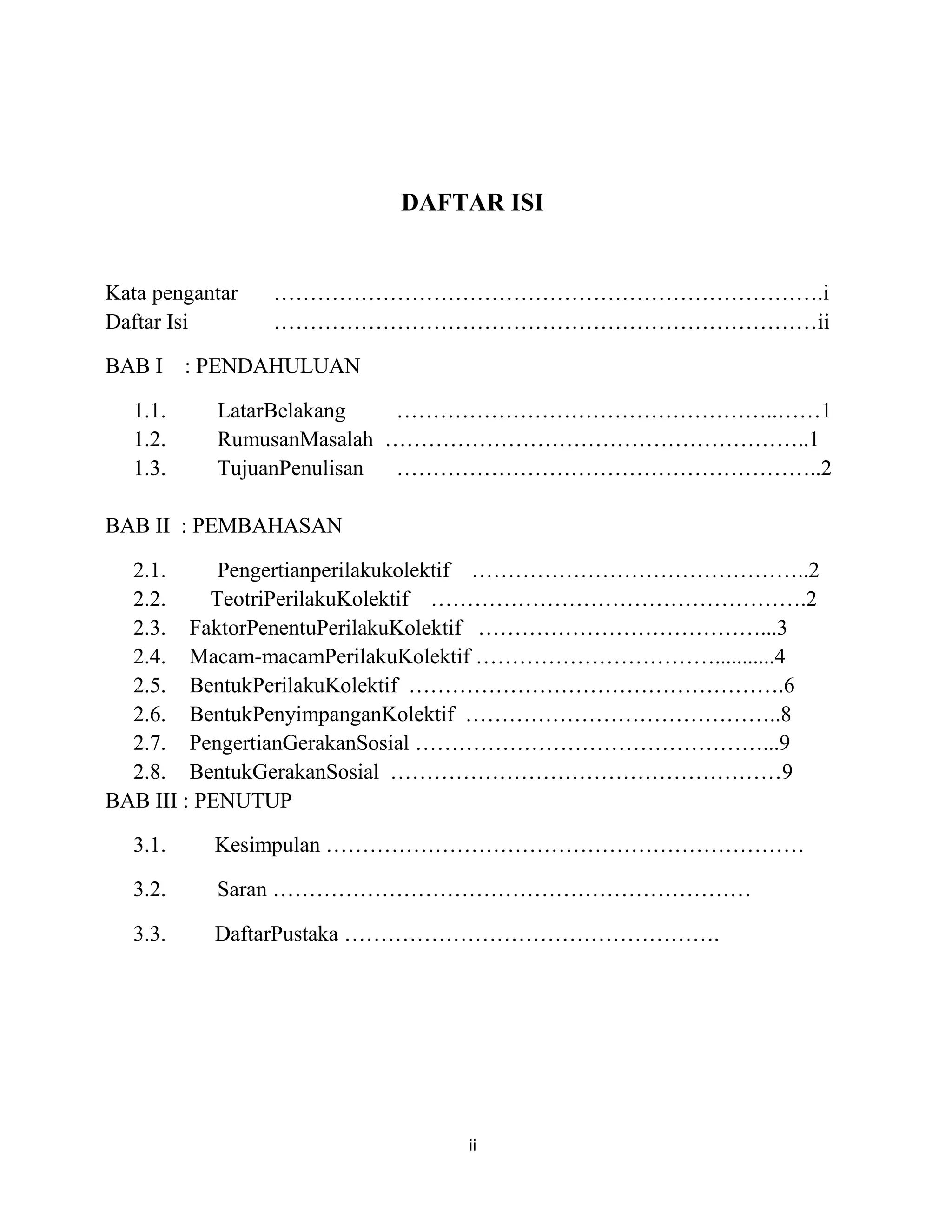 Contoh daftar isi | DOCX