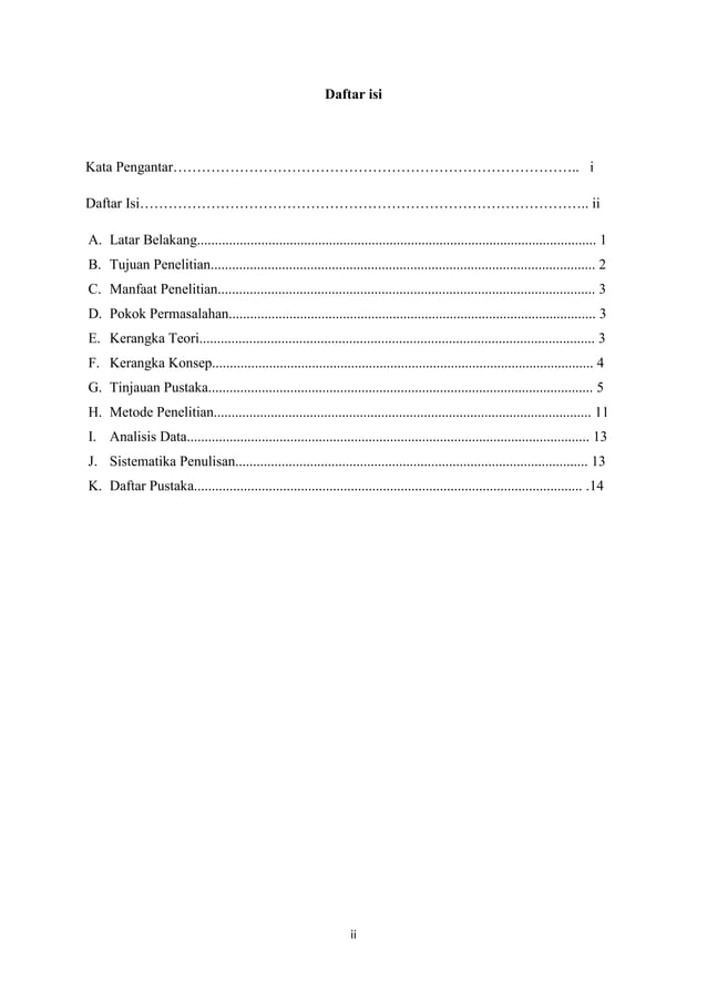 Daftar isi proposal | DOCX