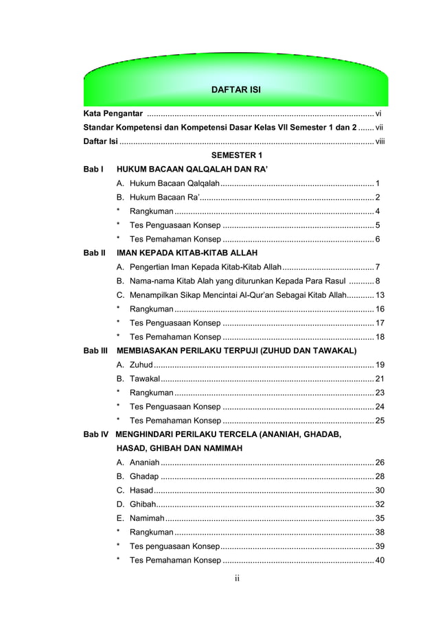 Daftar isi Buku PAI Kelas 8 | PDF