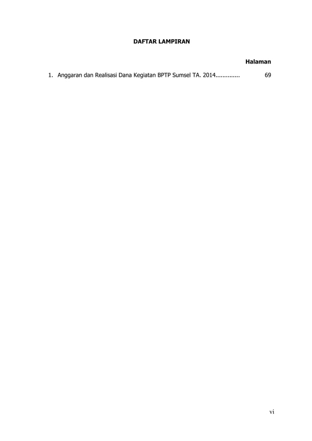 Daftar isi laphir 2014 bptp sumsel | PDF