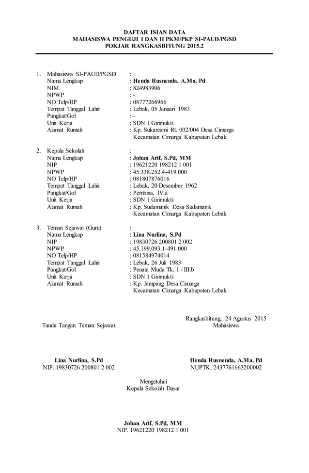 Daftar isin data | DOCX