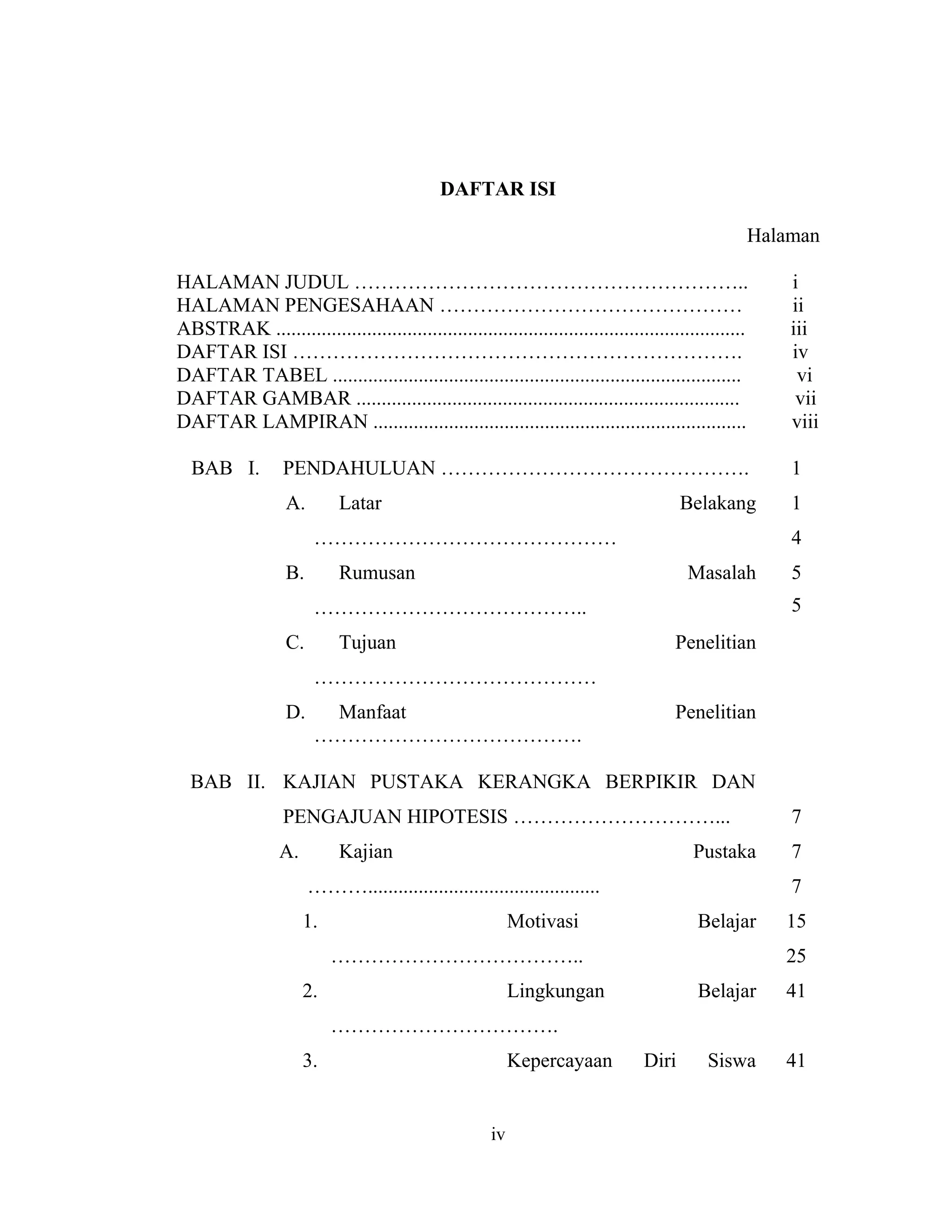 Daftar isi proposal | PDF