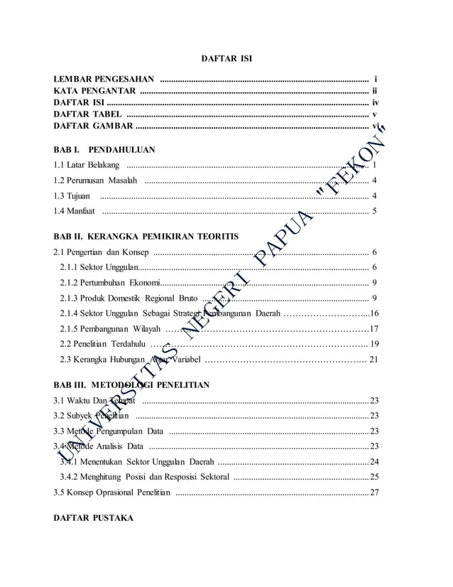 Daftar isi proposal Unipa | PDF