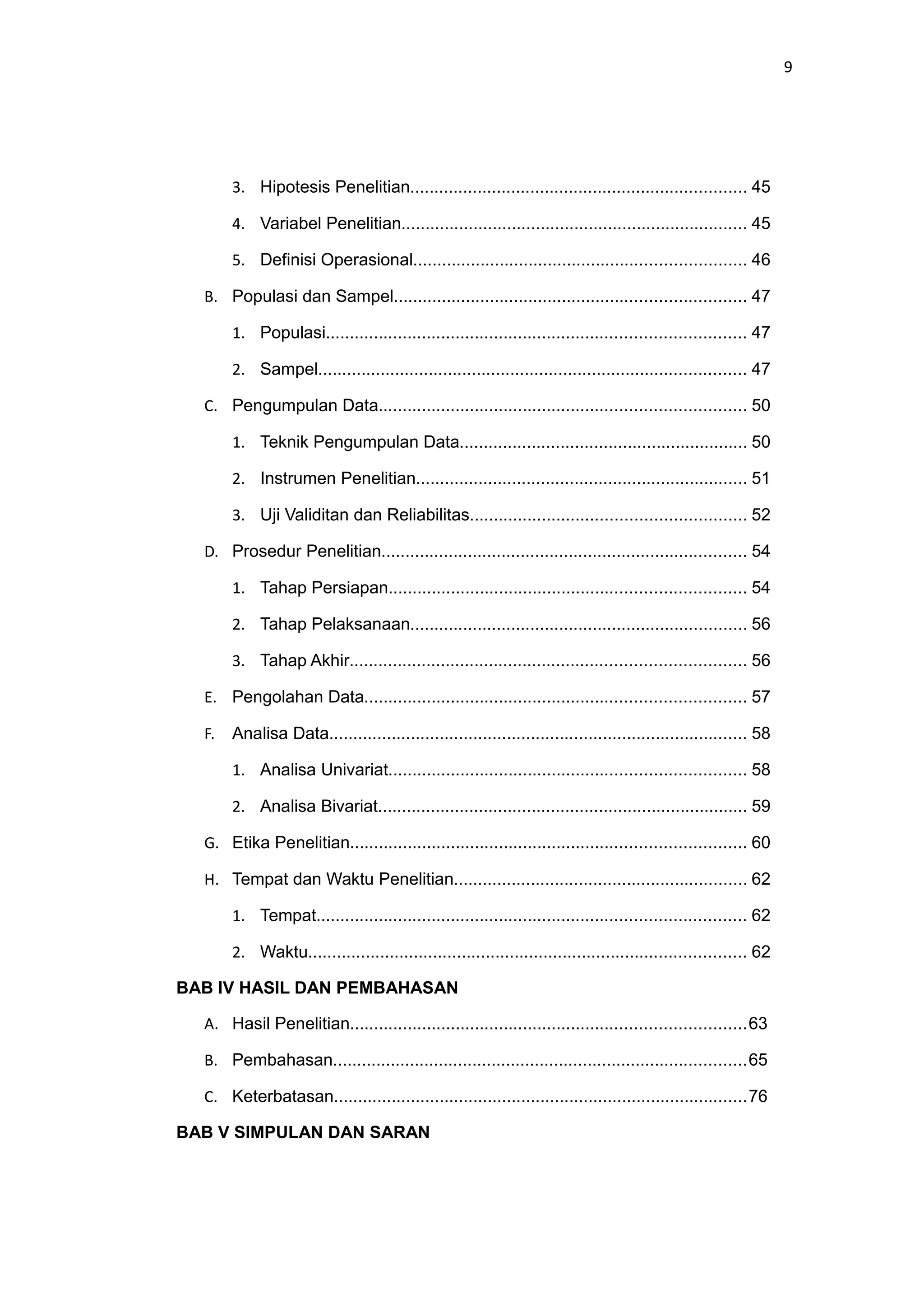 Daftar isi skripsi | RTF
