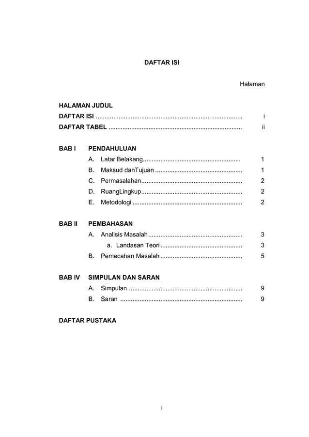 Daftar isi tugas 1 po | PDF