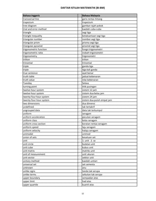 Daftar istilahmathsbi bm | PDF | Physics | Science