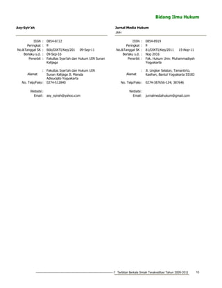 Daftar jurnal terakreditasi_2011 | PDF