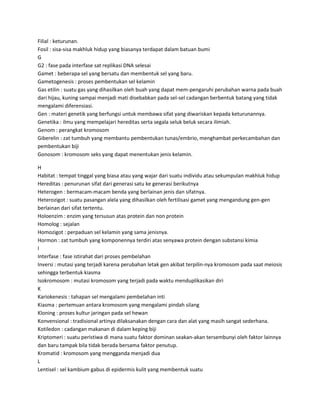 Daftar kata penting biologi kelas xii | DOCX