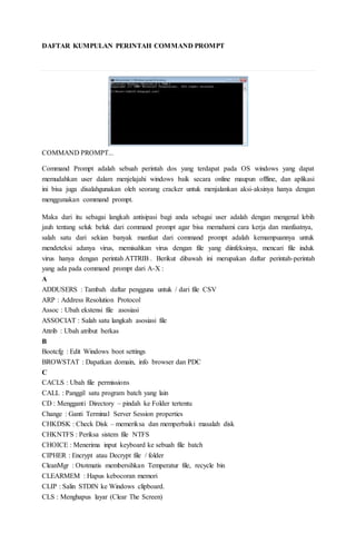 Daftar kumpulan perintah command prompt | DOCX