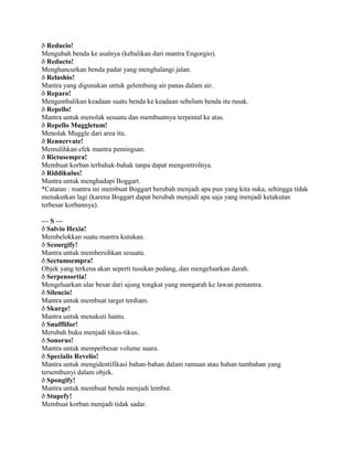 Daftar mantra dalam harry potter dan fungsinya | PDF