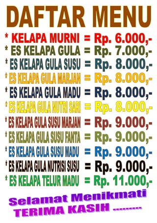 Daftar menu minuman | PDF